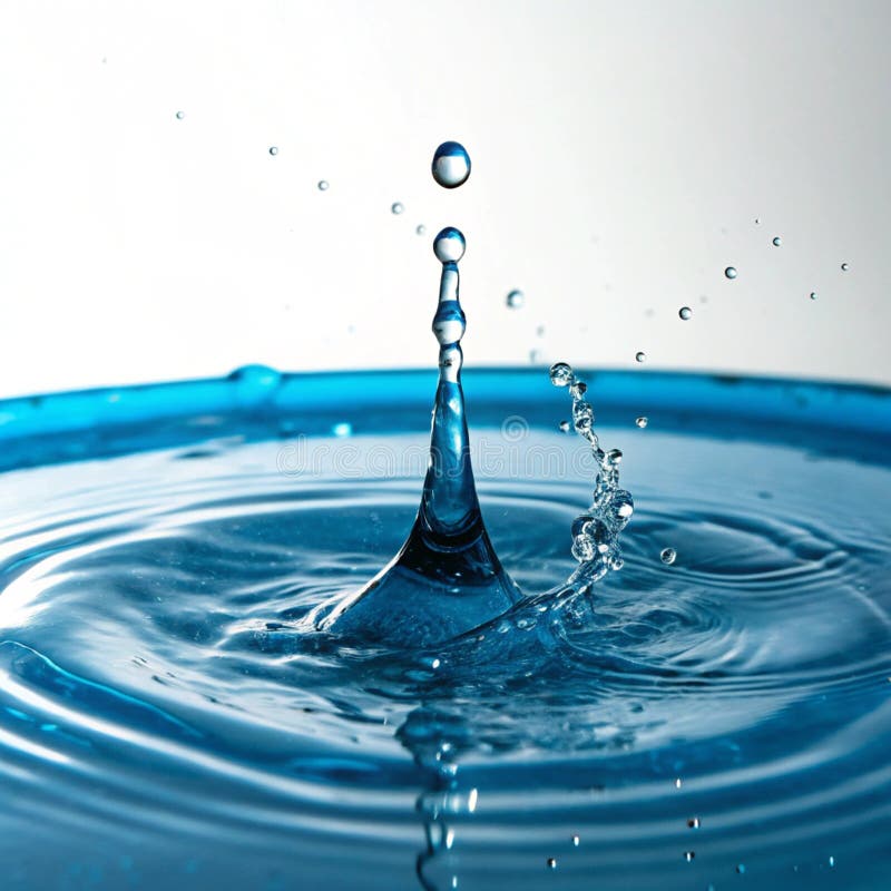Water Splash Drop in Blue Puddle Stock Illustration - Illustration of ...