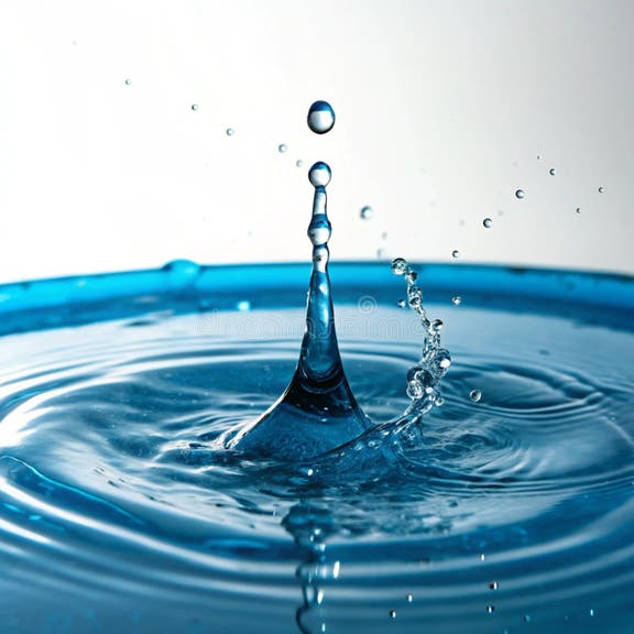 Water Splash Drop in Blue Puddle Stock Illustration - Illustration of ...