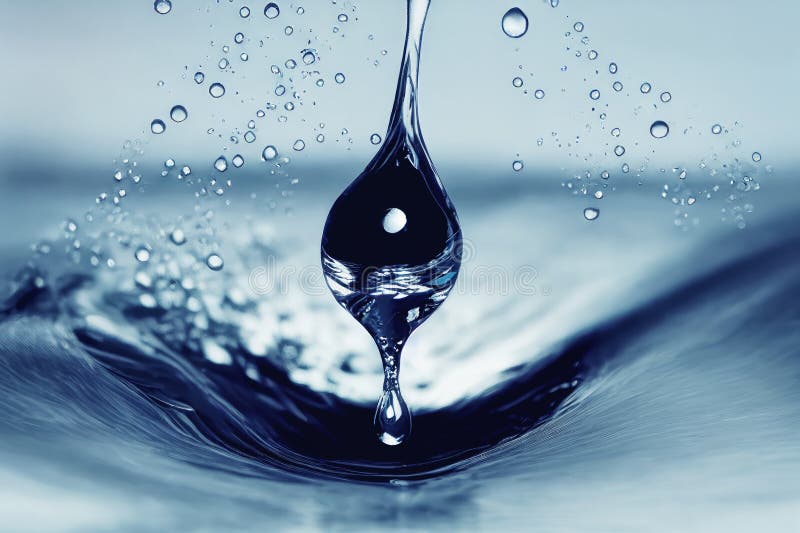 Water Splash and Water Drop. Digital Art. Stock Illustration ...