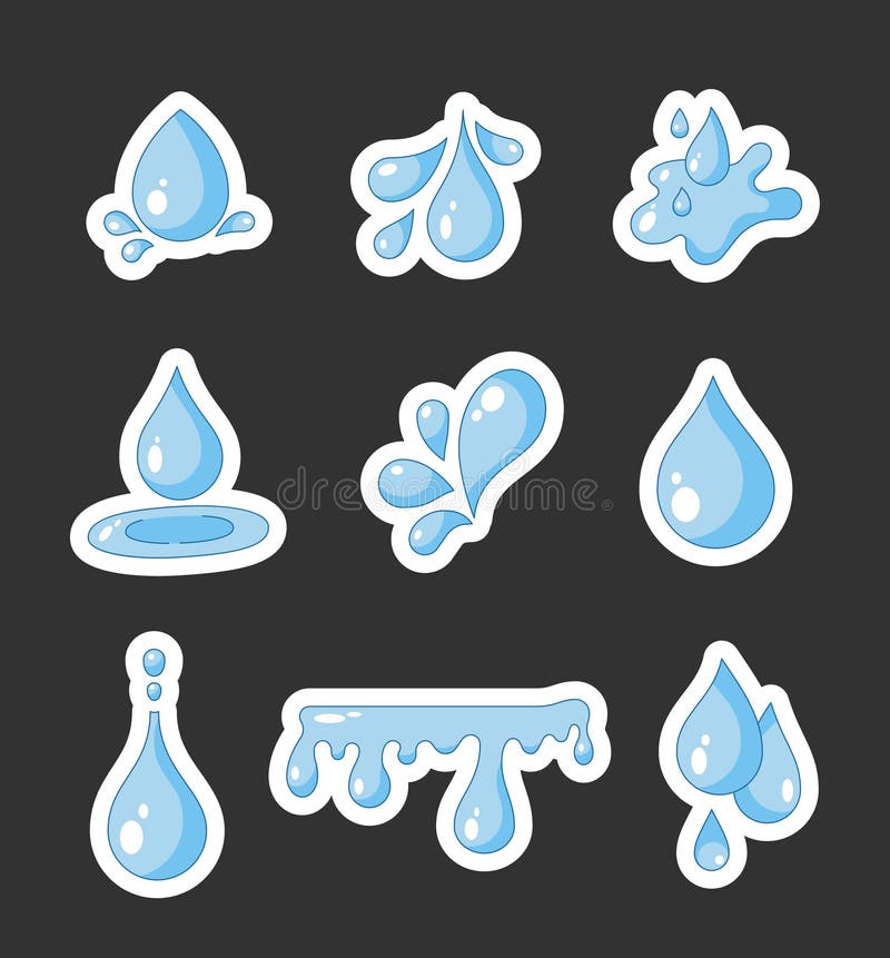 Water Splash Drop. Sticker Bookmark Stock Vector - Illustration of ...