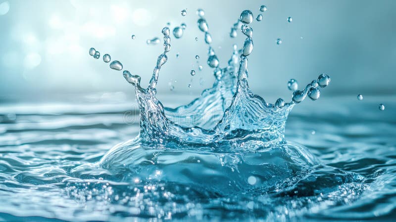 Water Splash with Droplets on Aqua Surface Stock Illustration ...