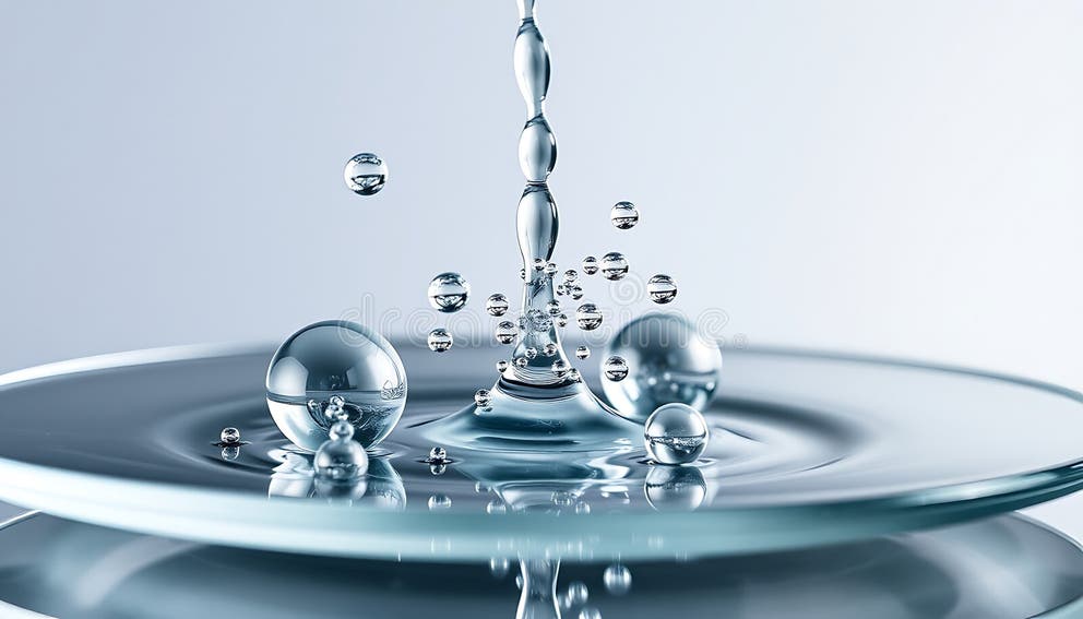 Water Splash with Droplets, Dynamic Liquid Motion, Abstract Generative ...