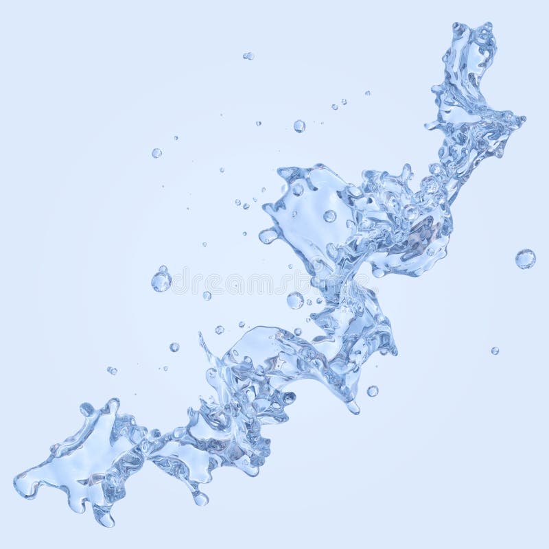 Water Splash with Water Droplets Isolated. 3D Illustration Stock ...
