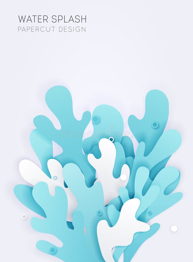 Water Splash with Drops in Paper Cut Style. Vector Illustration Stock ...