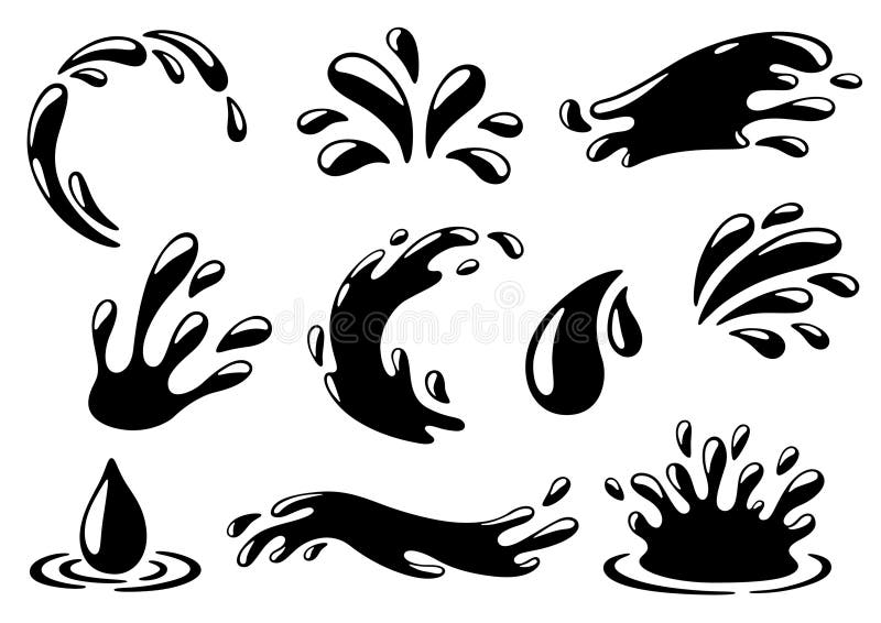 Water Splash and Drops Set. Aqua or Liquid in Motion Stock Vector ...