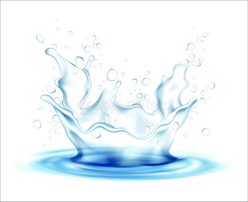 Water Splash Effect on White Background with Ripple and Reflection ...