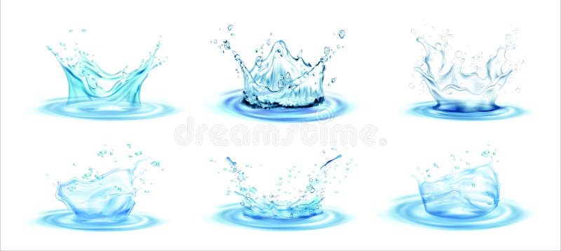 Water Splash Effect on White Background with Ripple and Reflection ...
