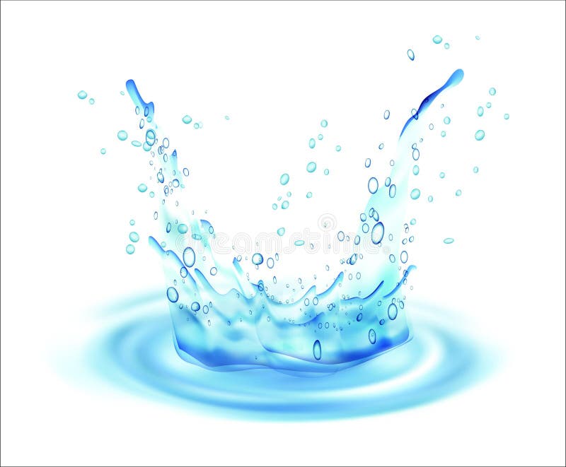 Water Splash Effect on White Background with Ripple and Reflection ...