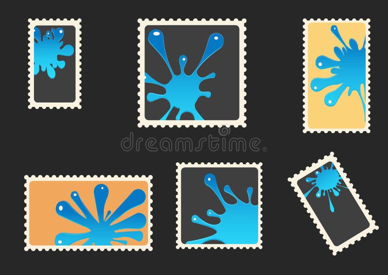 Water Splash Envelope Stamps Stock Illustration - Illustration of curve ...