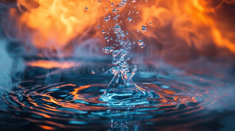 Water Splash Fire Background Symbolizing Contrast Elements Stock Photos ...