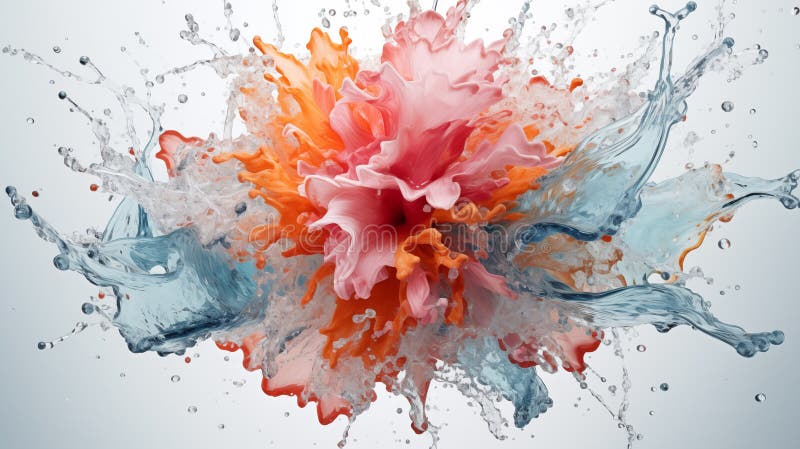 Water Splash with Flower. 3d Rendering, 3d Illustration. Stock ...