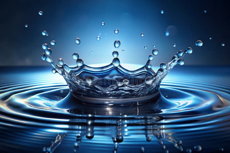 Water Splash with Flying Drop Stock Illustration - Illustration of pure ...