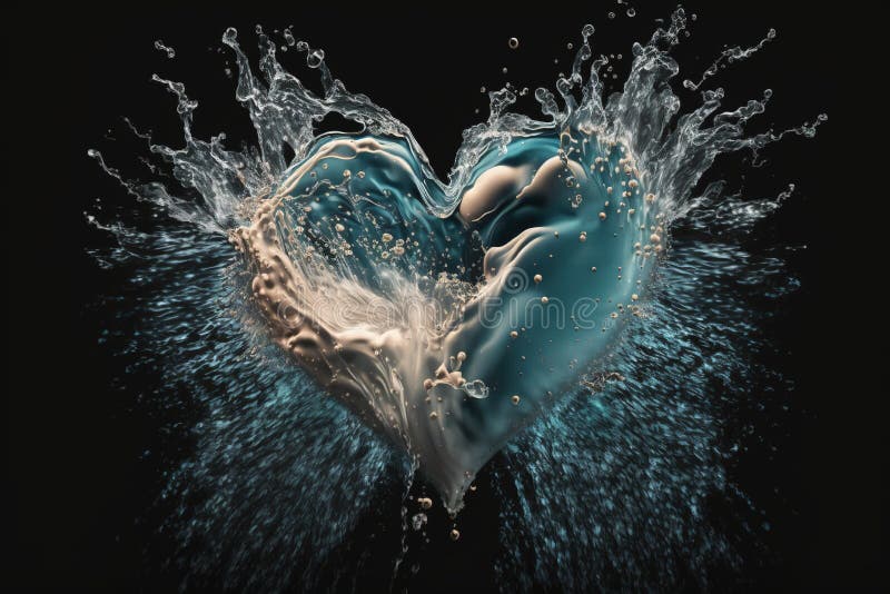 Water Splash in the Form of a Heart. Generative AI Stock Illustration ...