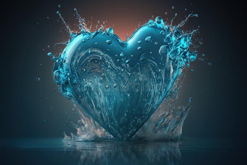 Water Splash in the Form of a Heart. Generative AI Stock Illustration ...