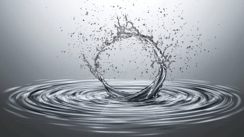 Water Splash Forming a Circular Ring with Ripples Stock Illustration ...