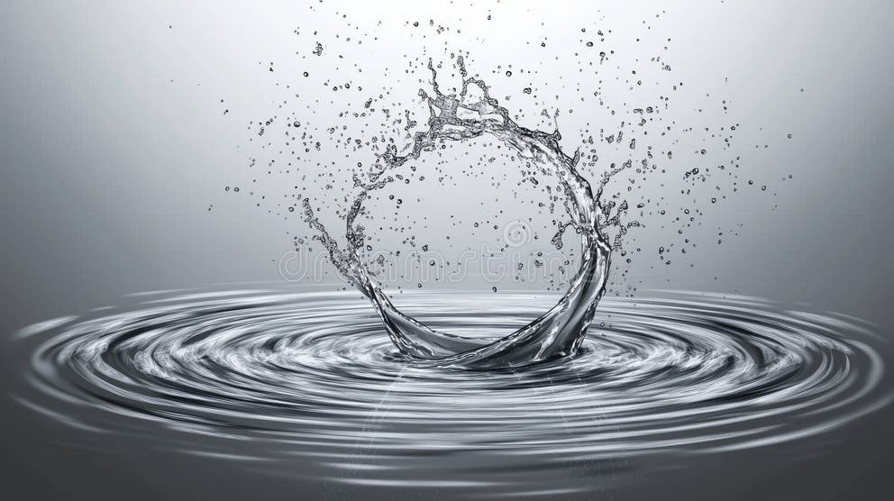 Water Splash Forming a Circular Ring with Ripples Stock Illustration ...