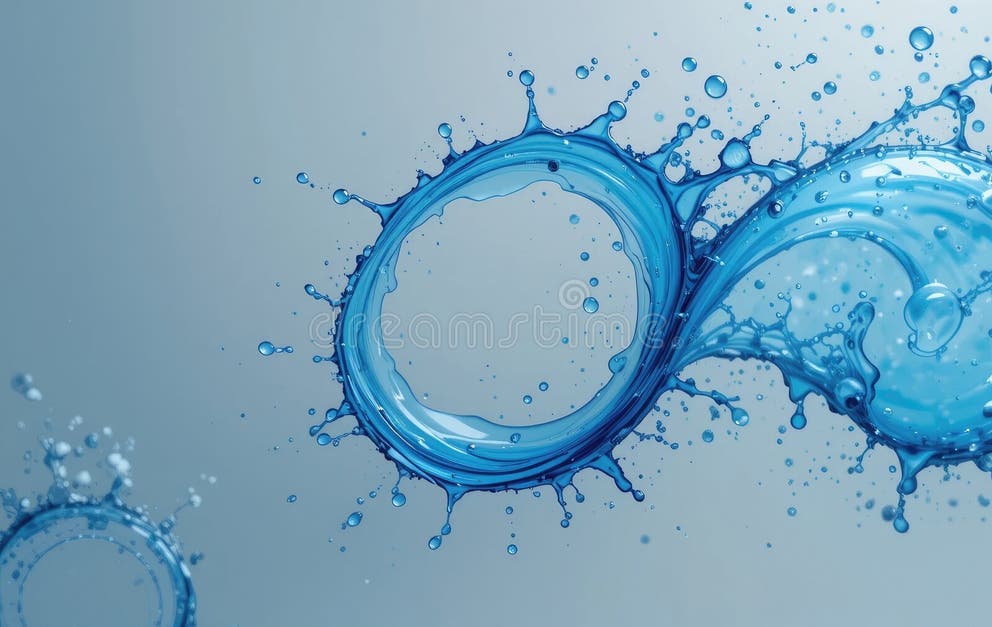 Water Splash Forming Rings with Droplets in Abstract Motion Stock ...