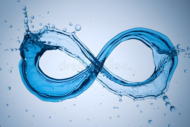 Water Splash Forms Infinity Symbol in Blue Shades on White Background ...