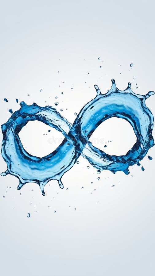 Water Splash Forms Infinity Symbol in Blue Shades on White Background ...