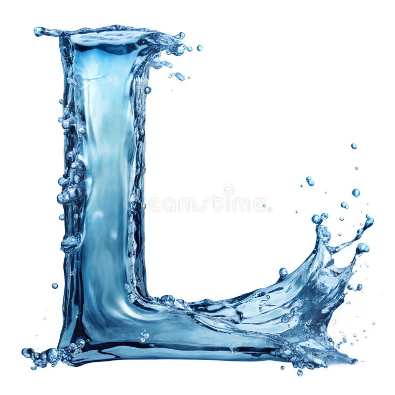 A Water Splash Forms the Letter L, with a Crystalline, Translucent ...