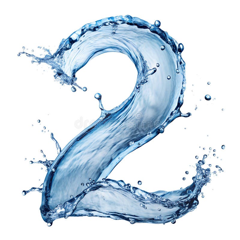 A Water Splash Forms the Number Two Against a White Background ...