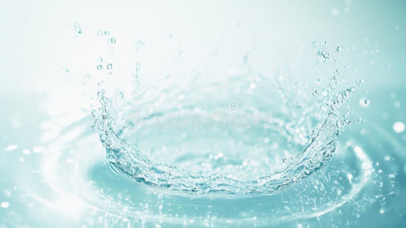 Water Splash Forms Ripples with Droplets on a Gradient Background Stock ...