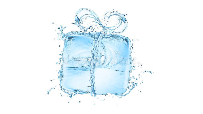 Water Splash with Gift Box Shape Stock Photo - Image of object, concept ...