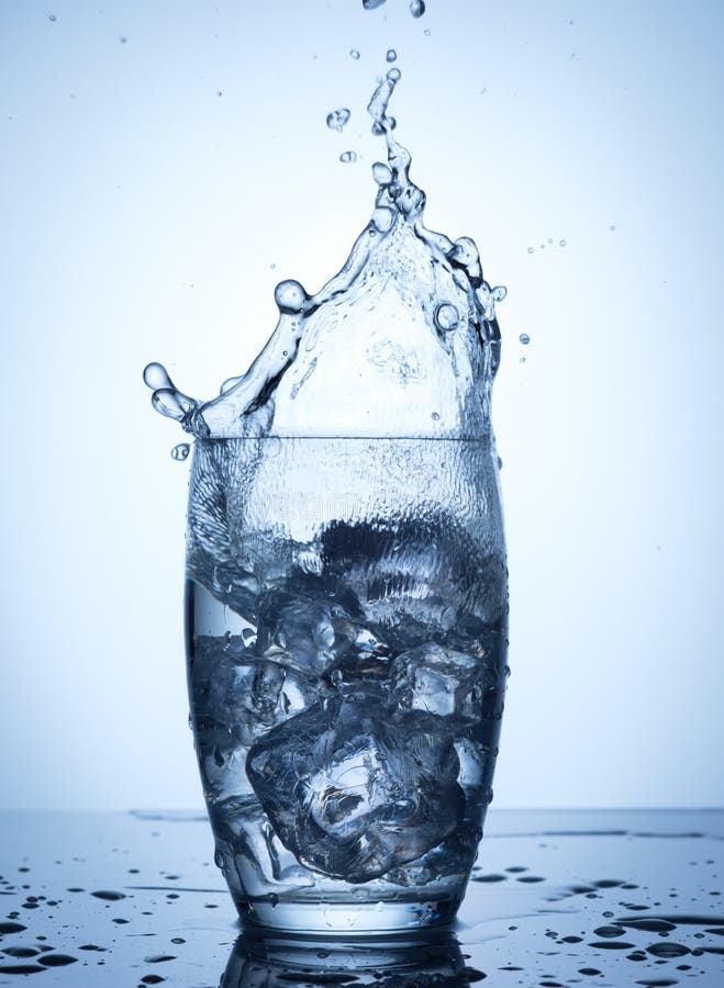 Water Splash in Glass with Ice Cubes Stock Photo - Image of freshness ...