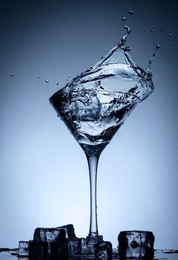 Water Splash in Glass with Ice Cubes Stock Image - Image of environment ...