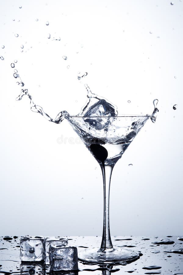 Water Splash in Glass with Ice. Stock Image - Image of flowing, drop ...
