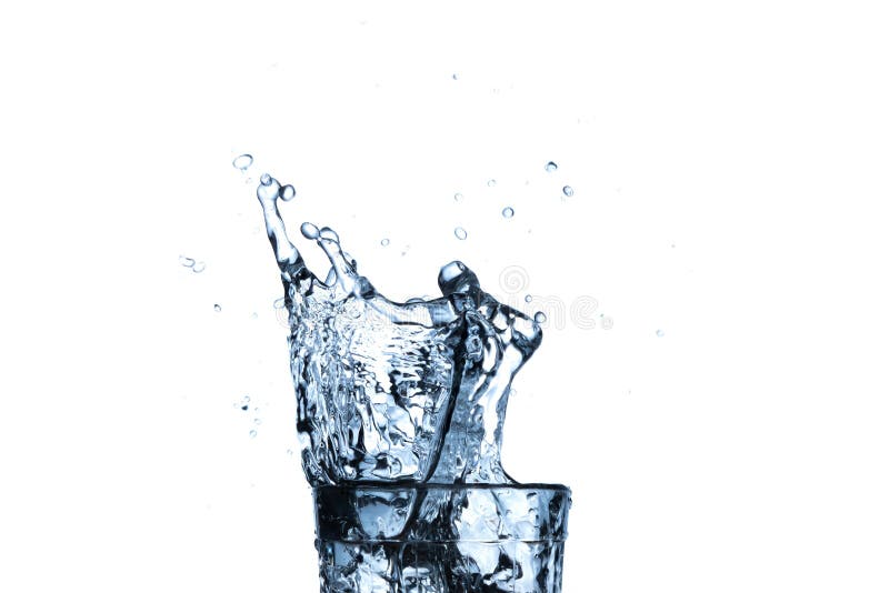 Water Splash in Glass Isolated on White Background Stock Image - Image ...