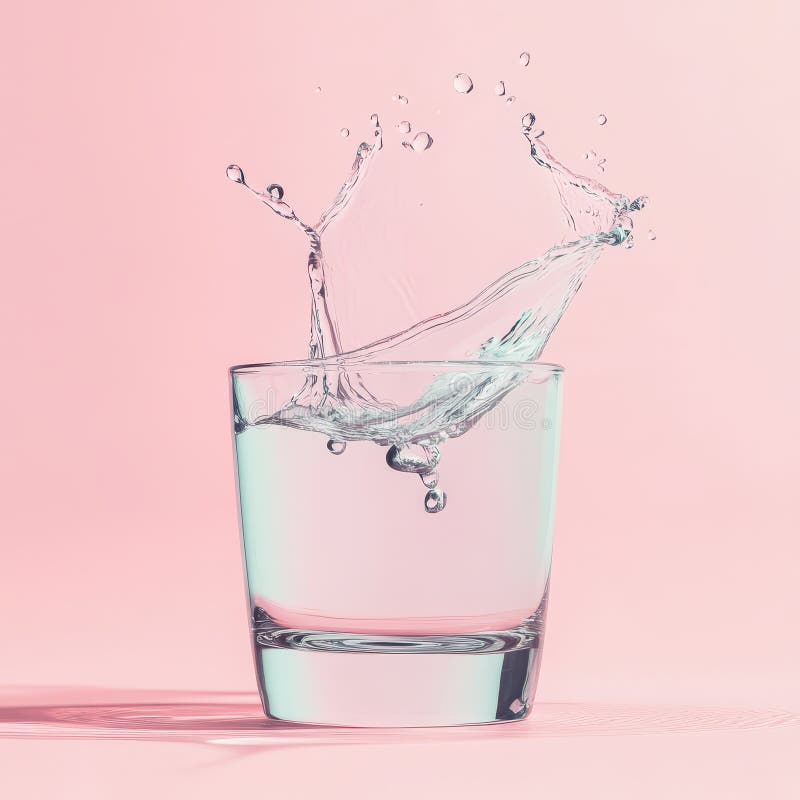 Water Splash in Glass on Pink Background Stock Image - Image of modern ...