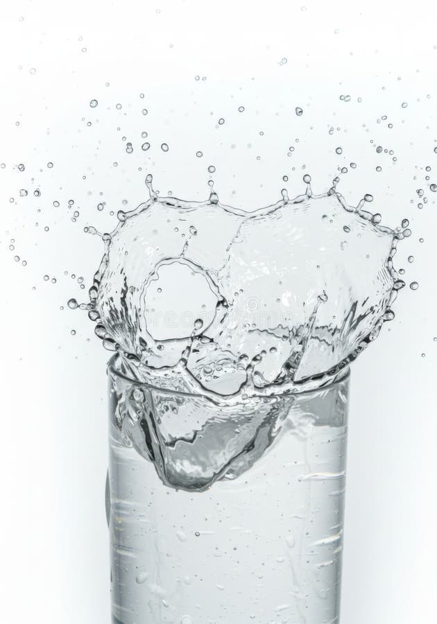 Water Splash in Glass on White Background Stock Illustration ...