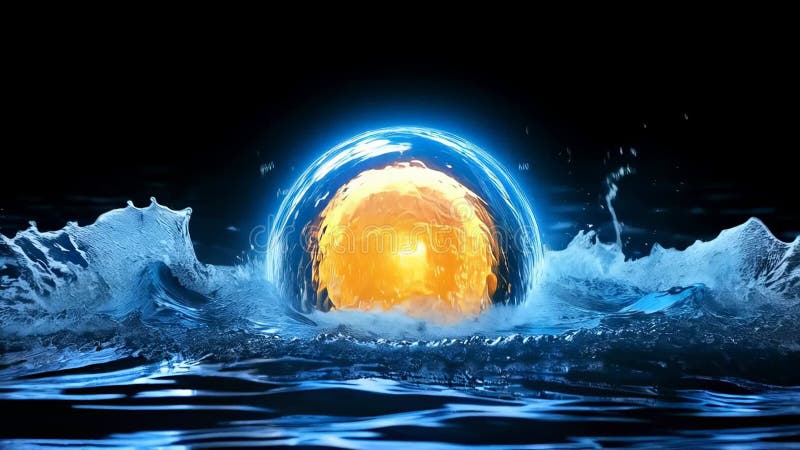 Captivating Water Splash with Ethereal Light Effects in Darkness Stock ...