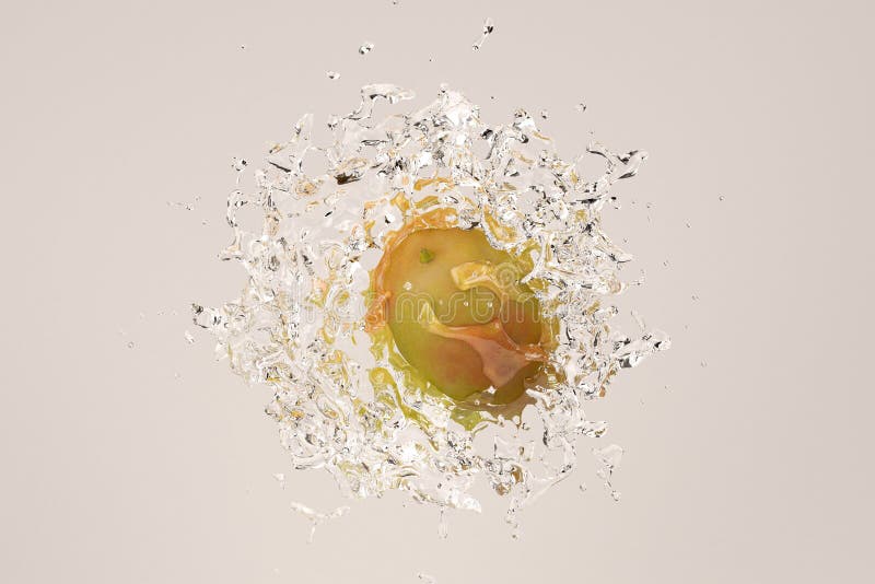 Water Splash on Green Mango.3D Illustration. Stock Illustration ...
