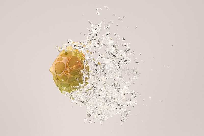 Water Splash on Green Mango.3D Illustration. Stock Illustration ...