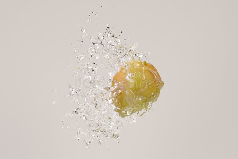 Water Splash on Green Mango.3D Illustration. Stock Illustration ...