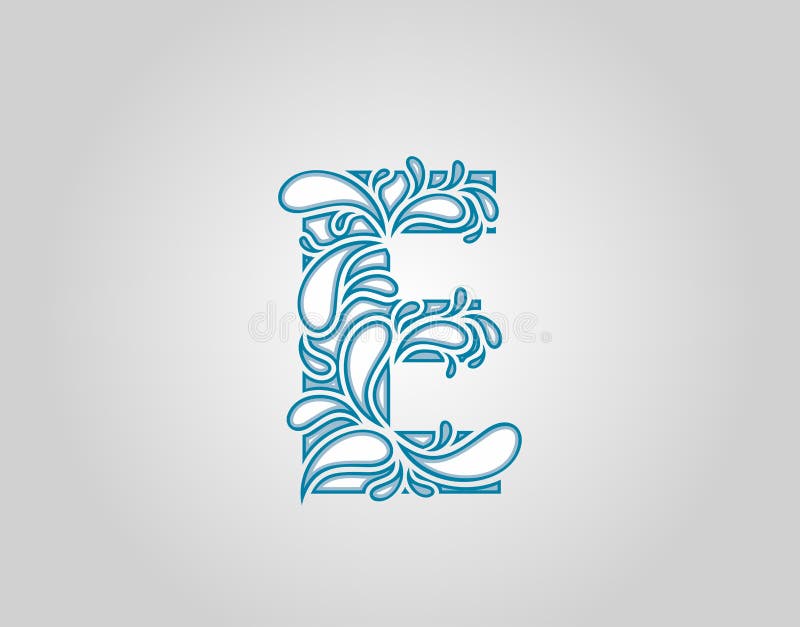 Water Splash, Initial E Letter Logo Icon, Water Droplets and Splash ...