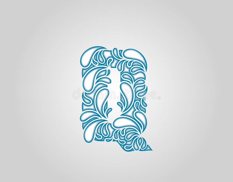 Water Splash, Initial Q Letter Logo Icon, Water Droplets and Splash ...