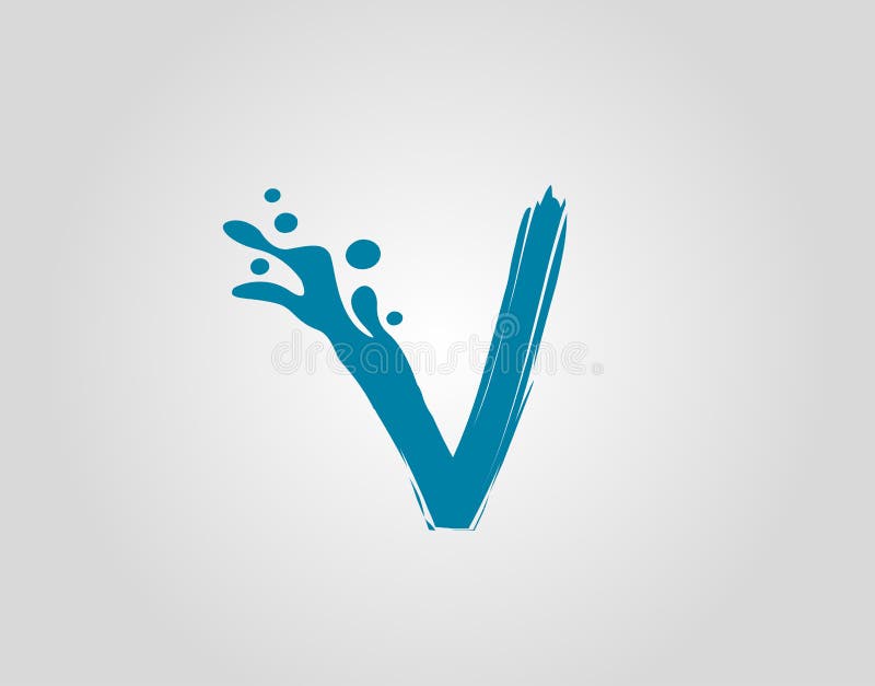 Water Splash Initial V Letter Logo Icon, Blue Water Alphabet Icon Stock ...