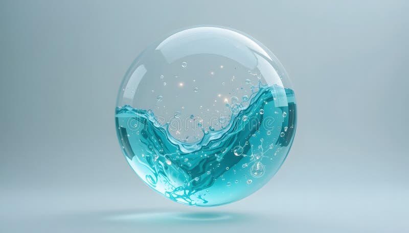 Water Splash Inside Transparent Glass Sphere Creating Dynamic Liquid ...