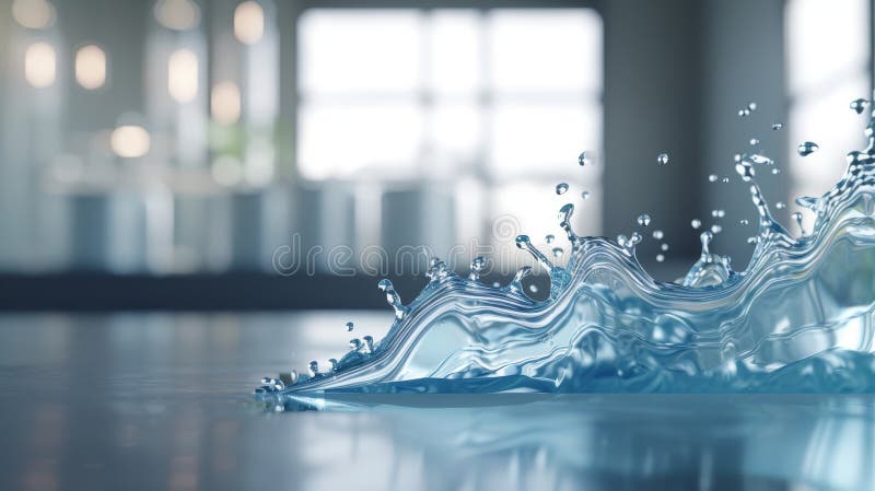 Water Splash with Intricate Wave Details in Modern Interior Stock Image ...