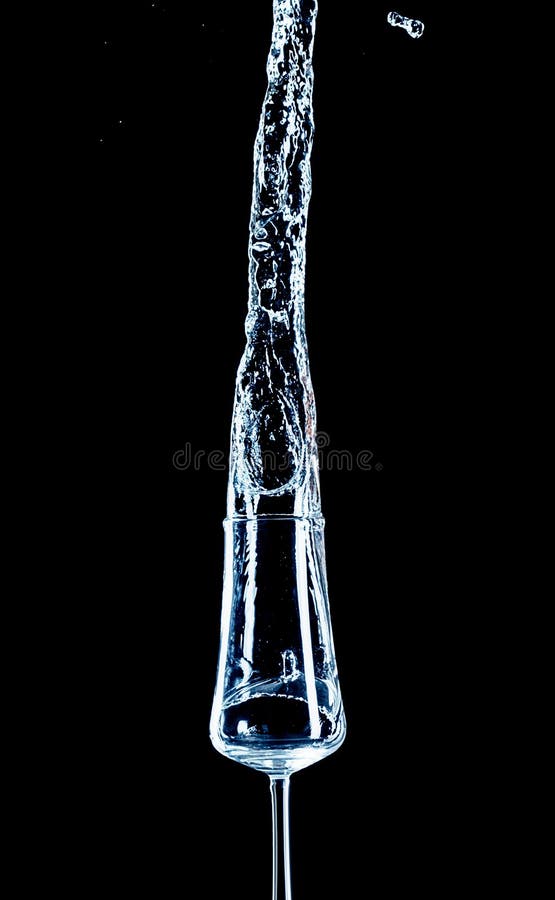 Water Splash with Inverted Glass and Black Background Stock Photo ...