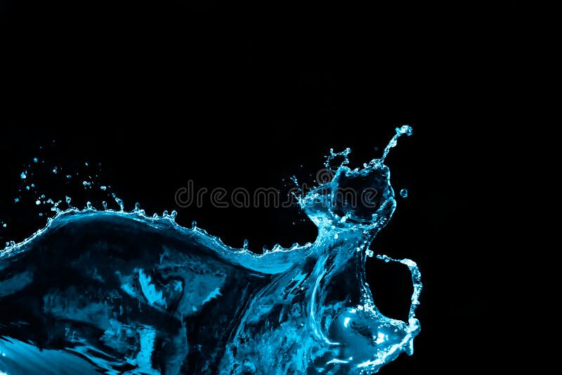 Water Splash Isolated on Black Background Stock Image - Image of impact ...