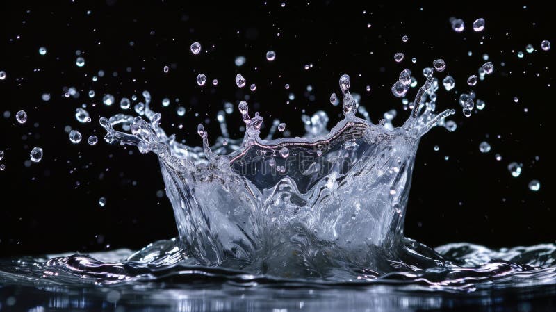 Water Splash Isolated on Black Background. Water Crown Splash. on Black ...