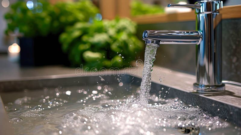 Water Splash in the Kitchen Tap, Close-up, Shallow Depth of Field Stock ...