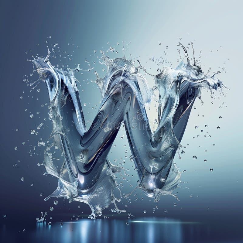 Water Splash Letter W. Creative and Dynamic 3D Typography Stock ...