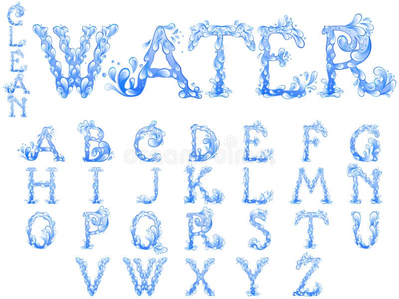 Water splash letters font stock vector. Illustration of drop - 74116473
