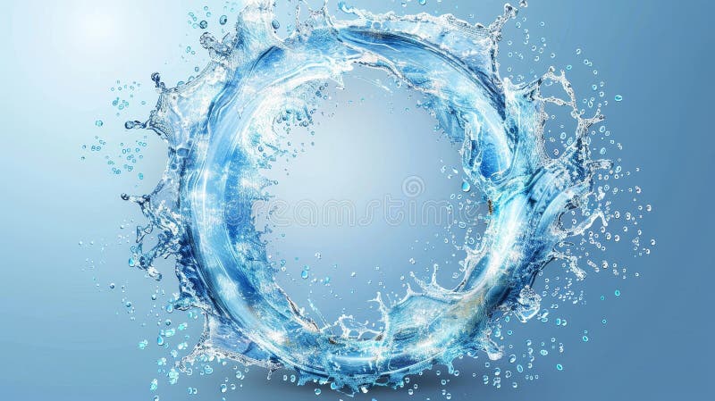 Water Splash, Liquid Aqua Frame of Round Shape, Dynamic Motion Elements ...