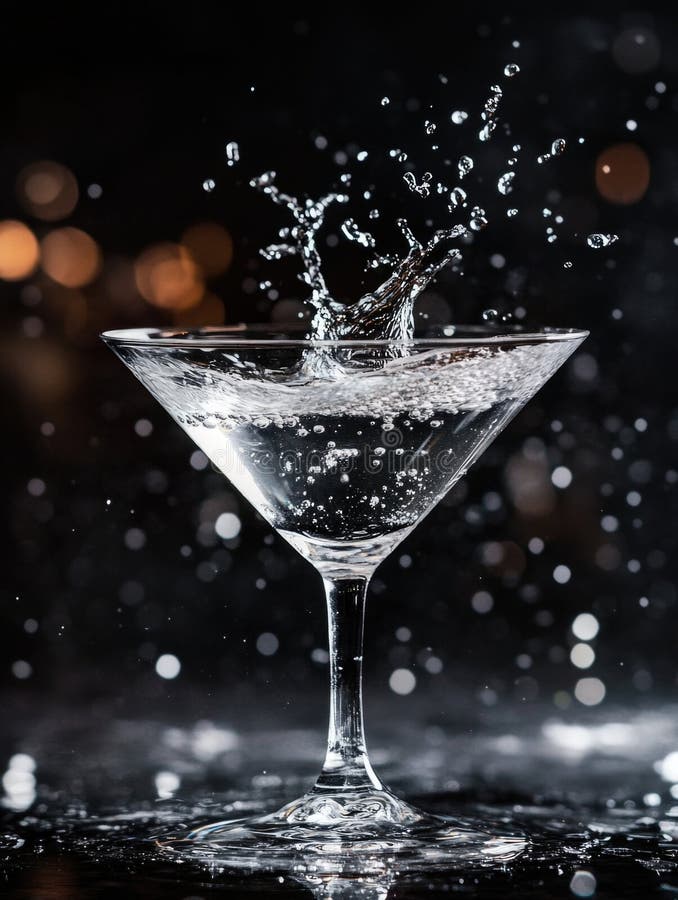 Water Splash Martini Glass stock image. Image of entertainment - 374739181
